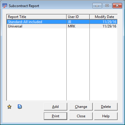 Subcontract Report