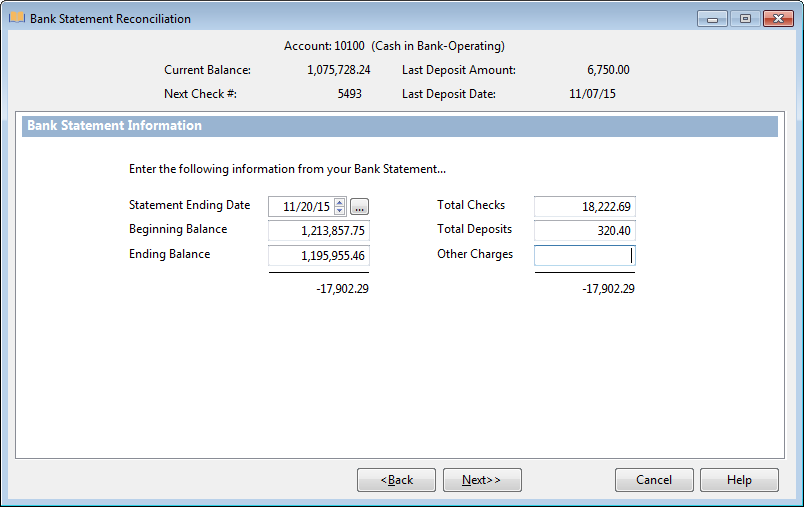 GL Bank Statement Reconciliation