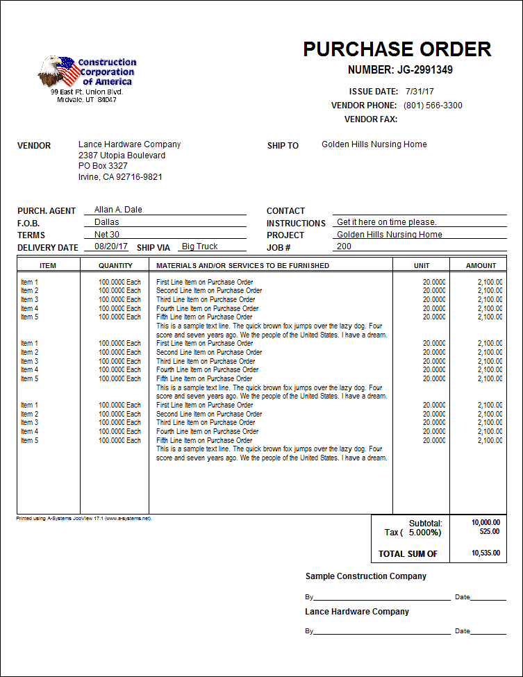 Generate Purchase Orders