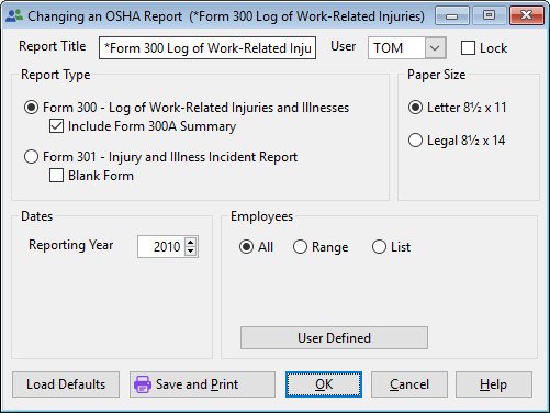 Payroll OSHA Reports